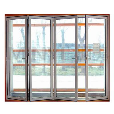 China Aluminum YKK Folding Door 2.0mm Frame Double Tempered Glass 5mm+9A+5mm for sale