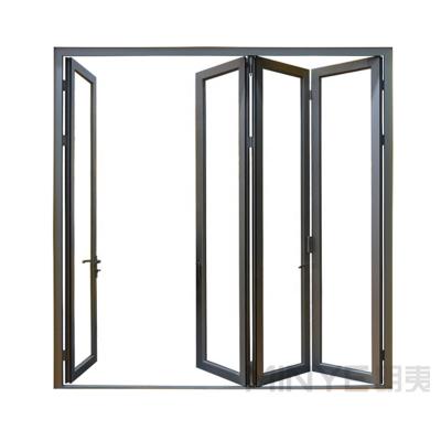 China Folding Accordion Aluminum Glass Patio Exterior Bifold Sliding Door with Thermal Break 6063-T5 for sale