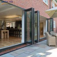China Folding Accordion Aluminum Glass Patio Exterior Bifold Sliding Door with Thermal Break 6063-T5 for sale
