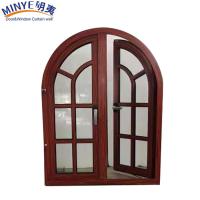China Wooden Grain Aluminium Half Round Arched Shape Window with Horizontal Opening Pattern for sale
