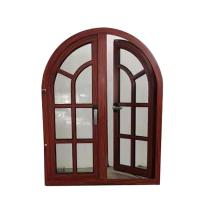 China CE Standard Aluminum Alloy Frame Wood Grain Half Round Arched Casement Window 6063-T5 for sale