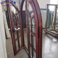 China CE Standard Aluminum Alloy Frame Wood Grain Half Round Arched Casement Window 6063-T5 for sale