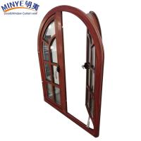 China CE Standard Aluminum Alloy Frame Wood Grain Half Round Arched Casement Window 6063-T5 for sale