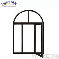 China Aluminum Arch Windows with Wood Frame and Horizontal Opening Pattern in Modern Design for sale