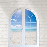 China Powder Coated French Top Round Arched Exterior Patio Casement Glass Doors 6063-T5 for sale