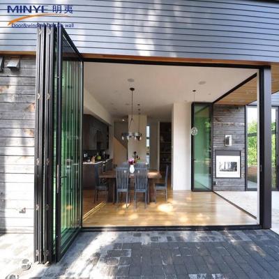 China Double Glazing Soundproof Bi-Folding Door Aluminum Alloy 30dB RW 4500Pa for sale
