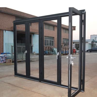 China Double Tempered Glass Energy Saving Foldable Aluminum Glass Folding Doors for Workplace for sale