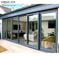 China Double Tempered Glass Energy Saving Foldable Aluminum Glass Folding Doors for Workplace for sale