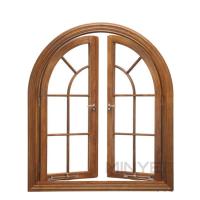 China CE Standard Aluminum Profile Half Round Arched Casement Window Wood Grain Design 6063-T5 for sale