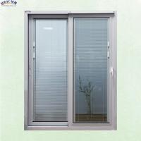 China Aluminum Sliding Doors with Built-in Louver Inner Door and Electric Switch 6063-T5 5mm Double Tempered Glass for sale