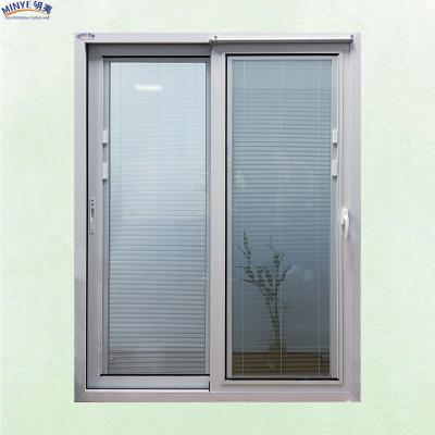 China Aluminum Sliding Doors with Built-in Louver Inner Door and Electric Switch 6063-T5 5mm Double Tempered Glass for sale