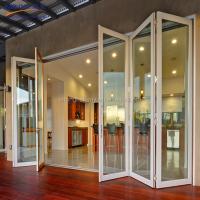 China Powder Coated Aluminum Folding Door with 5mm+12A+5mm Double Tempered Glass for sale