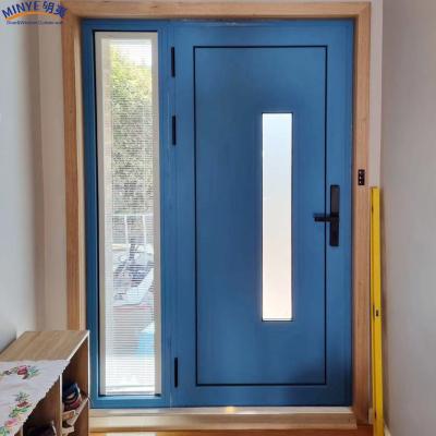 China Aluminum Casement Doors Double Tempered Glass 5mm+12A+5mm Powder Coating for sale