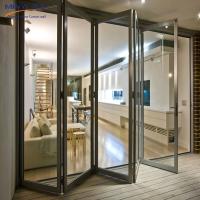 China Outdoor Decoration Folding Front Entry Glass Door with Fiberglass Screen Netting 5mm+12A+5mm for sale
