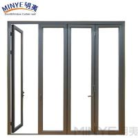 China Outdoor Decoration Folding Front Entry Glass Door with Fiberglass Screen Netting 5mm+12A+5mm for sale