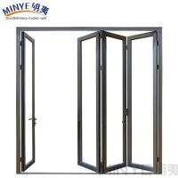 China Outdoor Decoration Folding Front Entry Glass Door with Fiberglass Screen Netting 5mm+12A+5mm for sale