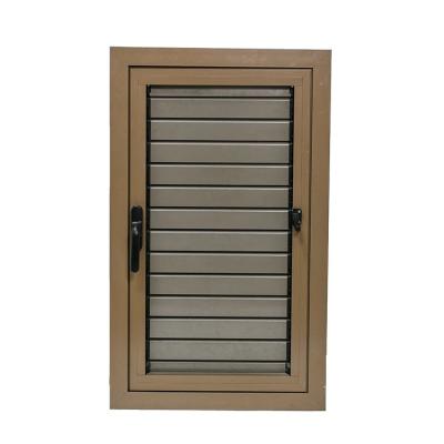 China Customized Size Aluminum Hand Operated Casement Door Glass Shutter with 5mm Tempered Glass for sale