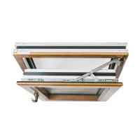 China Thermal Break Aluminum Tilt and Turn Window Wood Grain Design Double Tempered Glass 5mm 12A for sale