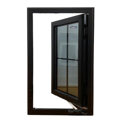 China Swing Style Modern Aluminum Glass Windows Heat Insulation Waterproof Hurricane Impact 5mm+12A+5mm Double Glazing for sale
