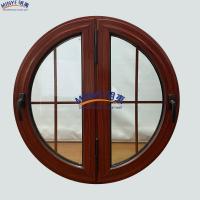 China Thermal Break Aluminum Round Casement Window Wood Grain Anodized Coating 5mm Double Glazing for sale