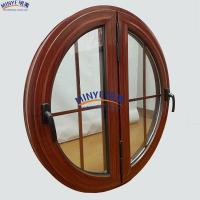China Thermal Break Aluminum Round Casement Window Wood Grain Anodized Coating 5mm Double Glazing for sale