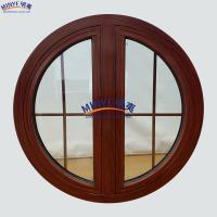 China Thermal Break Aluminum Round Casement Window Wood Grain Anodized Coating 5mm Double Glazing for sale