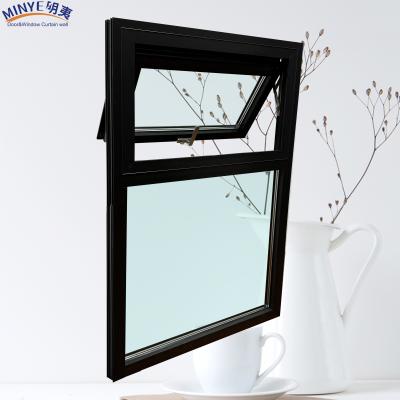 China Windproof Function Customized Modern Double Glass Awning Windows Swing Vertical Opening for sale