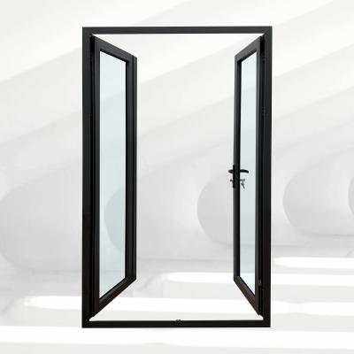 China Postmodern French Exterior Entry Door Double Toughened Glass Powder Coated 6063-T5 Aluminum for sale