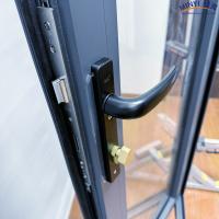 China Postmodern French Exterior Entry Door Double Toughened Glass Powder Coated 6063-T5 Aluminum for sale