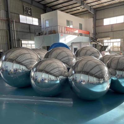 China Mirror Ball Exclusive Event Memorable Settings Attraction Big Shiny Balls Inflatable Silver Deluxe Shiny Balloon Inflatable for sale