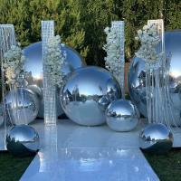 China Mirror Ball Exclusive Event Memorable Settings Attraction Big Shiny Balls Inflatable Silver Deluxe Shiny Balloon Inflatable for sale