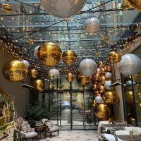 China Double Layer Inflatable Advertising Balloons Silver Inflatable Mirror Ball for sale
