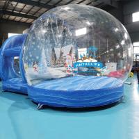 China Blue Inflatable Bubble House With Jumping Pvc Transparent For Outdoor Party for sale