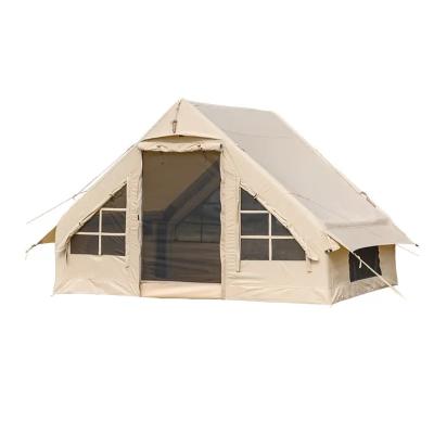 China Outdoor Camping Inflatable House Tent Canvas or Oxford Family Part Tents for 3-4 Person for sale