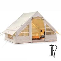 China Outdoor Camping Inflatable House Tent Canvas or Oxford Family Part Tents for 3-4 Person for sale