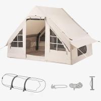 China Outdoor Camping Inflatable House Tent Canvas or Oxford Family Part Tents for 3-4 Person for sale