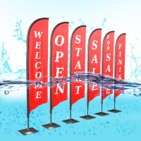 China outdoor flying banner promotion custom printed advertising knife type teardrop flag bali bow beach flag with corss base for sale