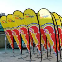 China outdoor flying banner promotion custom printed advertising knife type teardrop flag bali bow beach flag with corss base for sale