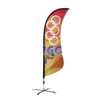 China outdoor flying banner promotion custom printed advertising knife type teardrop flag bali bow beach flag with corss base for sale