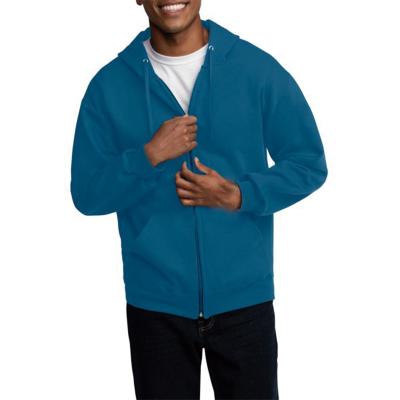 China High Quality Bule Polyester Cotton Full Zip Design Mens Hoodies Jackets with Pocket for sale