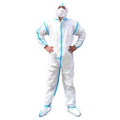 China Medical Disposable SF SMS Coveralls Type 5 & 6 High Quality Manufacturing Dust Proof Body Suit Taped With Shoe Boat for sale