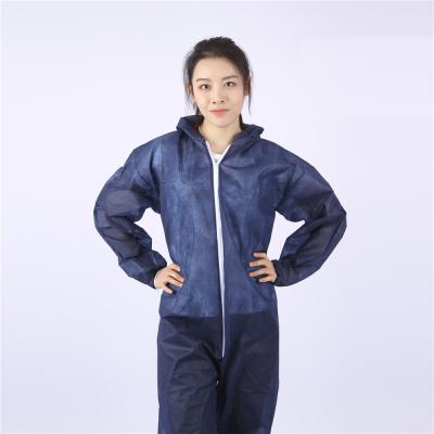 China Dark Blue Anti-Static Disposable PP With Hood No Cover Coverall Factory for sale
