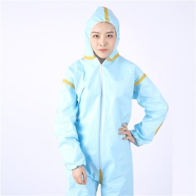 China Anti-Static Disposable SF Blue Color Can Be Customized Tapered Coverall Factory for sale