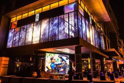 China 3m*2.5m Transparent Grille LED Screen For Retail Shop Curtain Window for sale