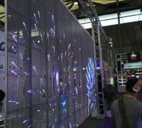 China 63775 Dots/ M2 Led Window Display Screen Signs 1R1G1B ISO14001 See Through for sale