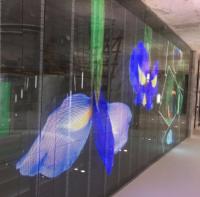 China 220W/ M2 Transparent LED Mesh Screen Outdoor Glass Window Display 5000nits 7.8mm for sale