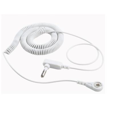 China Length 20 Feet US Plug 4 mm Female Snap Grounding Spiral Cable for sale
