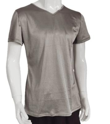 China Health Unisex All Silver V-collar Shirt Shielding Protection T Shirt RF Radiation Clothing for sale