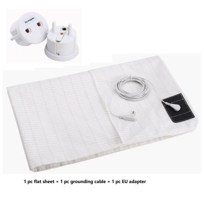 China Grounding Half Sheet for Queen King Cotton Silver Flat Bed Sheet with Earthing Cord & Adapter for sale