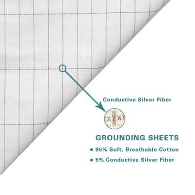 China Custom 15 Ft Silver/Cotton Grounding Earthing Bed Sheets White/Gray Woven for Better Sleep US Sockets Safety for sale